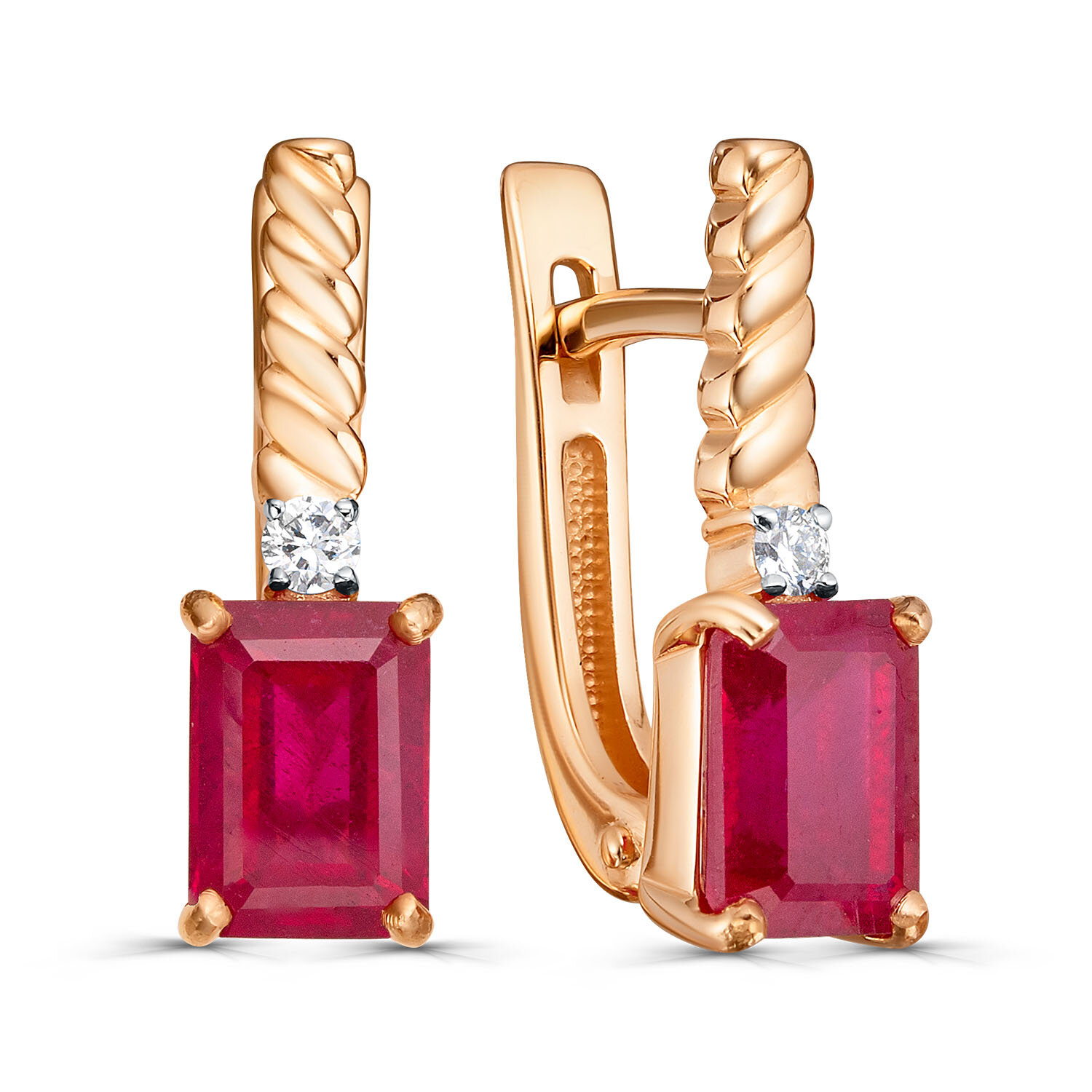 Серьги, красное золото, 585 проба, бриллиант