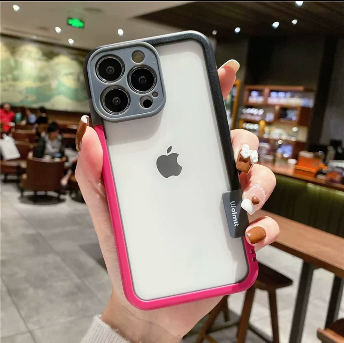 Силиконовый бампер-чехол для iPhone 12 Pro с цветовым краш-дизайном в черно-розовых тонах