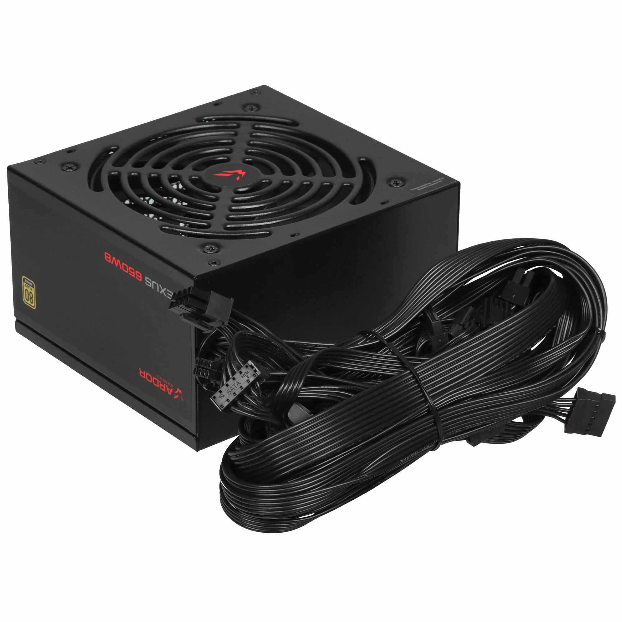 Блок питания ARDOR GAMING NEXUS 650WB 80 Plus Bronze (GAMING NEXUS 650WB) черный - ATX 20+4 пин, 4 pin + 4 pin CPU, 7 SATA, 2 x 6+2 pin PCI-E