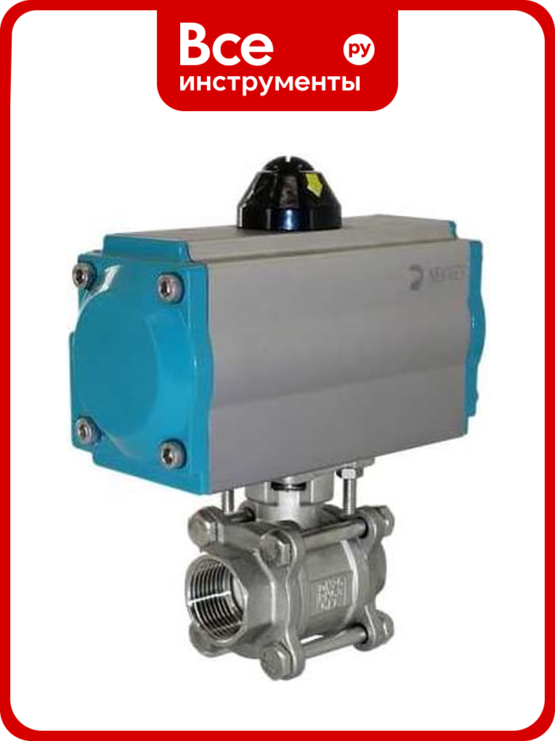 Кран шаровой муфтовый NEWKEY (3PC), AISI304 DN25 (1), с двухсторонним пневмоприводом AT63D NK-BMTp25/4*AT63D