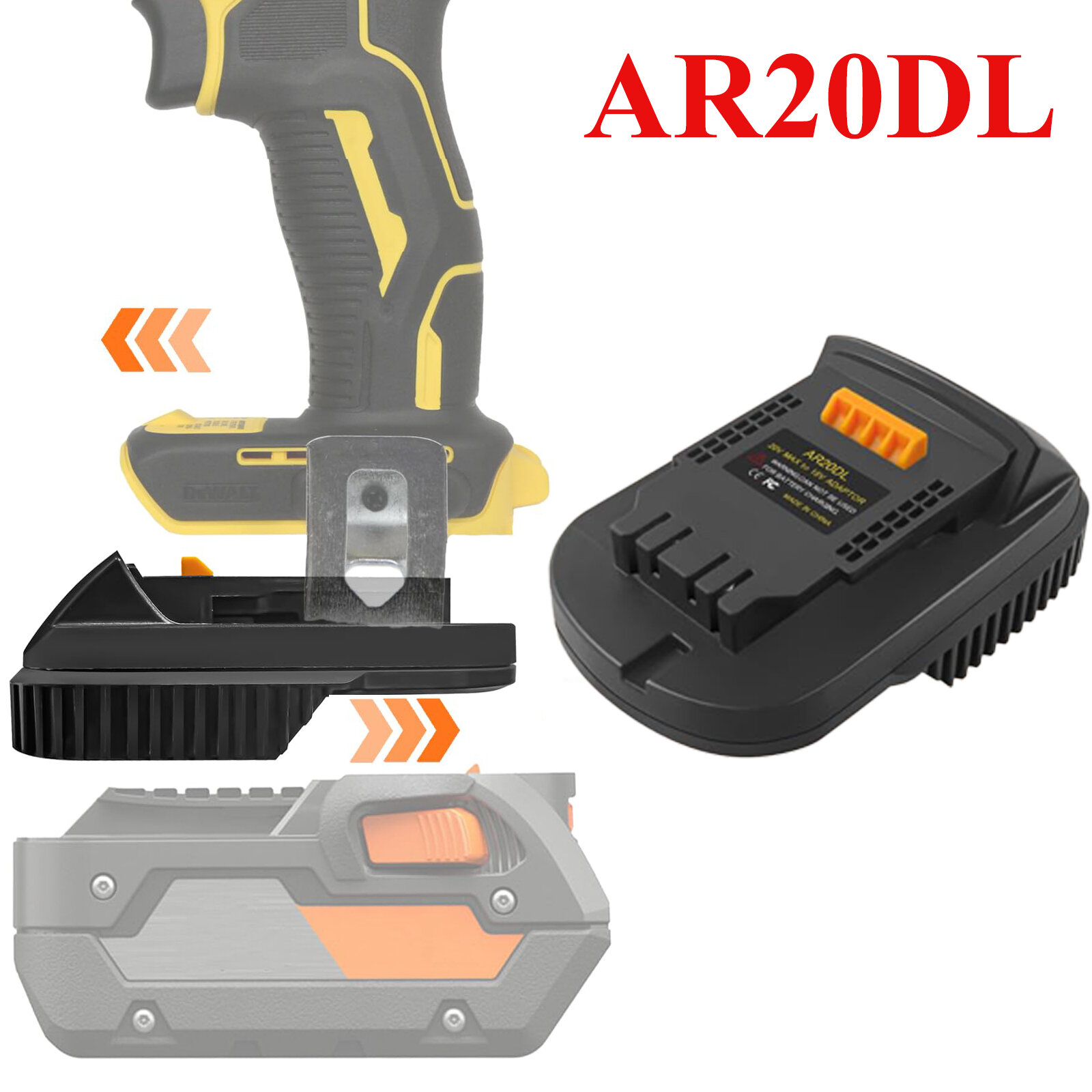 Адаптер AR20DL для аккумулятора Ridgid AEG 18 В, предназначенный для инструментов DeWalt 20 В