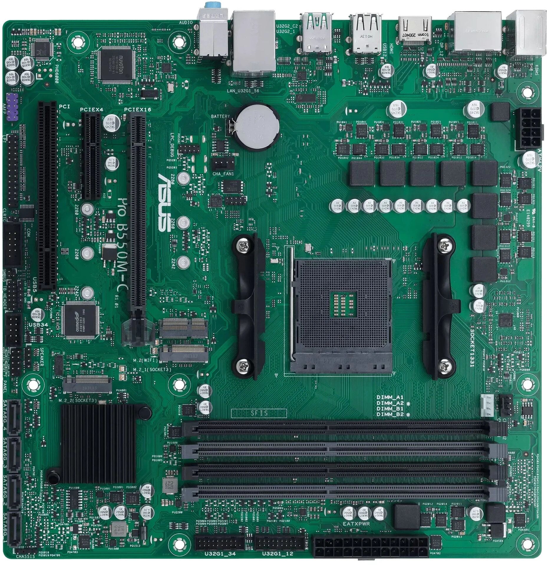 Материнская плата Asus PRO B550M-C/CSM Soc-AM4 AMD B550 4xDDR4 mATX AC`97 8ch(7.1) GbLAN RAID+HDMI+DP
