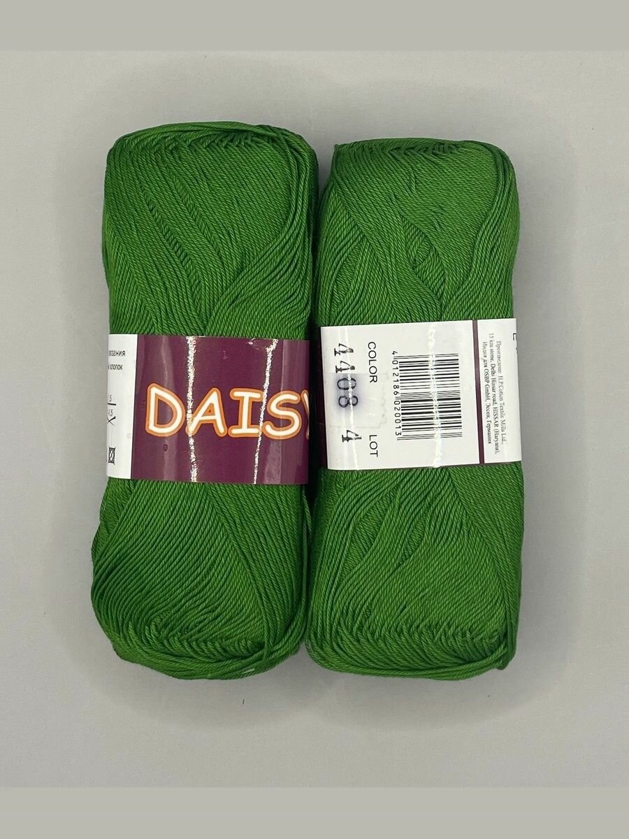 Два мотка пряжи Vita coton DAISY , зеленый( 4408), 50гр.-295м,100%- мерсеризированный хлопок, уп.-2 мотка