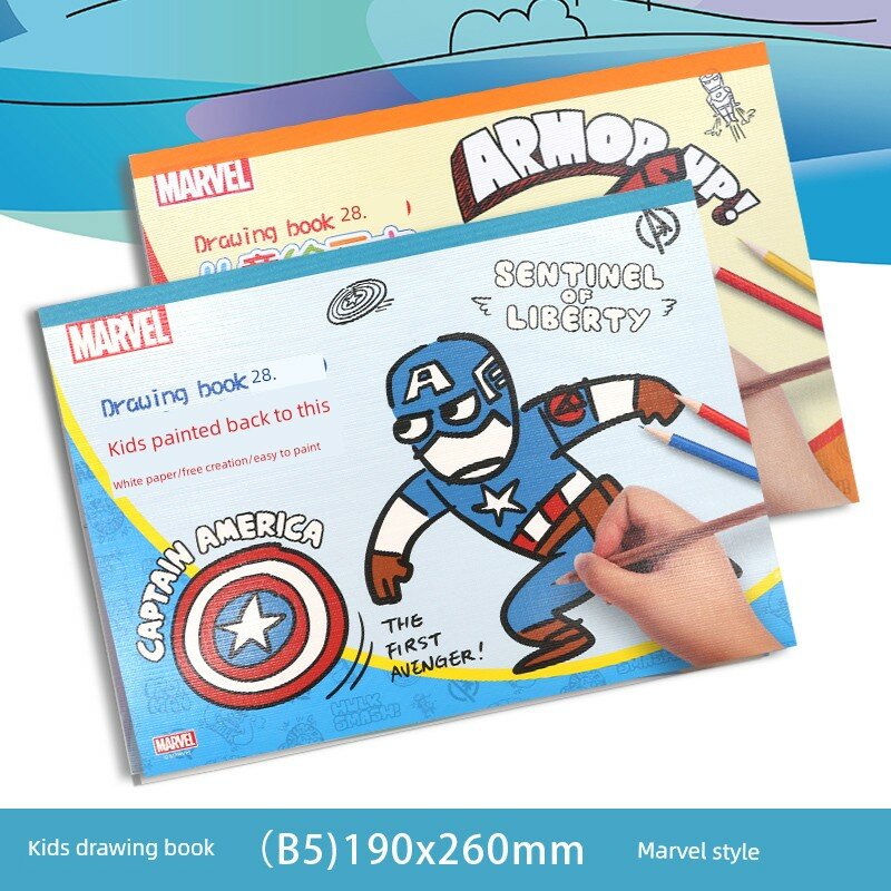 Раскраска Marvel для детей, формат B5, одиночный экземпляр, 24 страницы, пустая страница для школьных занятий