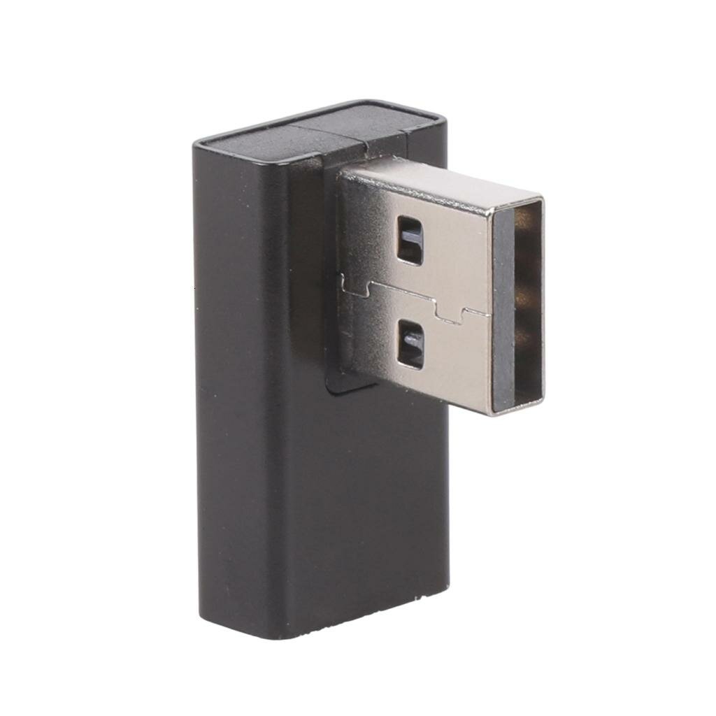 Угловой переходник USB 3.0 тип А, Черный - слева