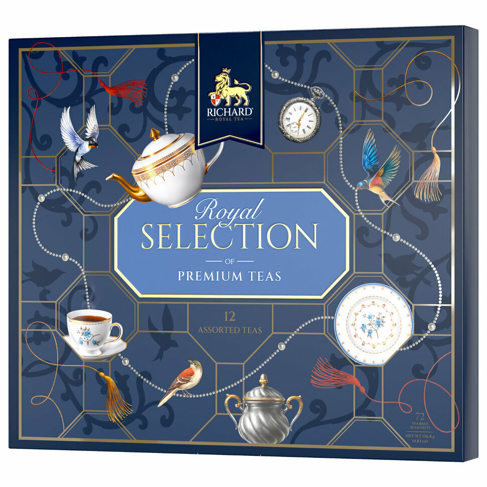 Чай RICHARD "Royal Selection of Premium Teas", ассорти 12 вкусов, набор 72 пакетика, 102819, 624562