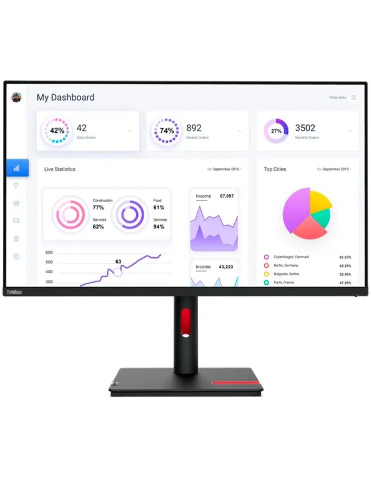 Монитор 31,5" Lenovo T32p-30 63D2GAS1CB 16:9, IPS, 4ms, 350cd, 60Hz, HDMI, DP, USB, USB-C, LAN