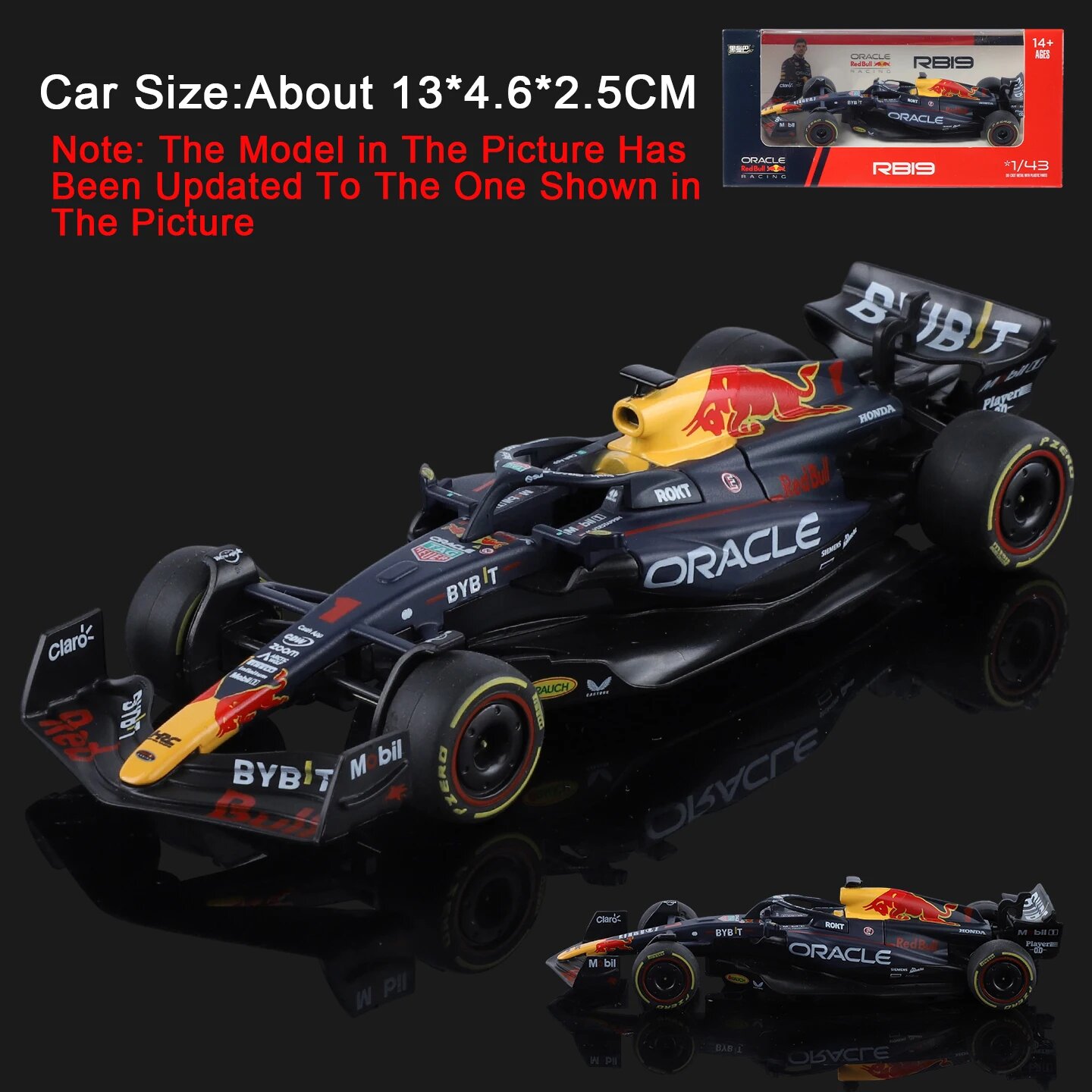 Масштабная модель автомобиля Black Mamba F1 Oracle Red Bull Racing RB19 1:43 Black