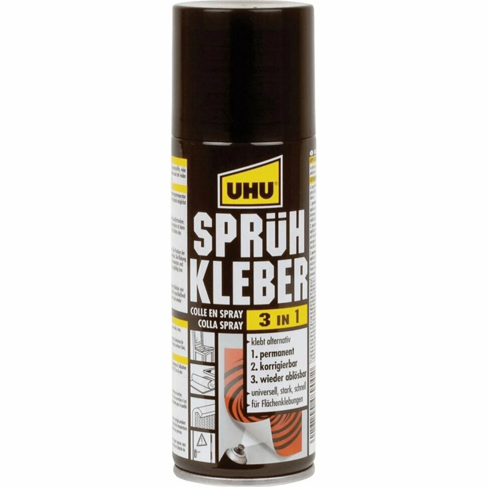 Клей -спрей универсальный UHU SPRUHKLEBER 3 в 1 200мл (48900), 1923111