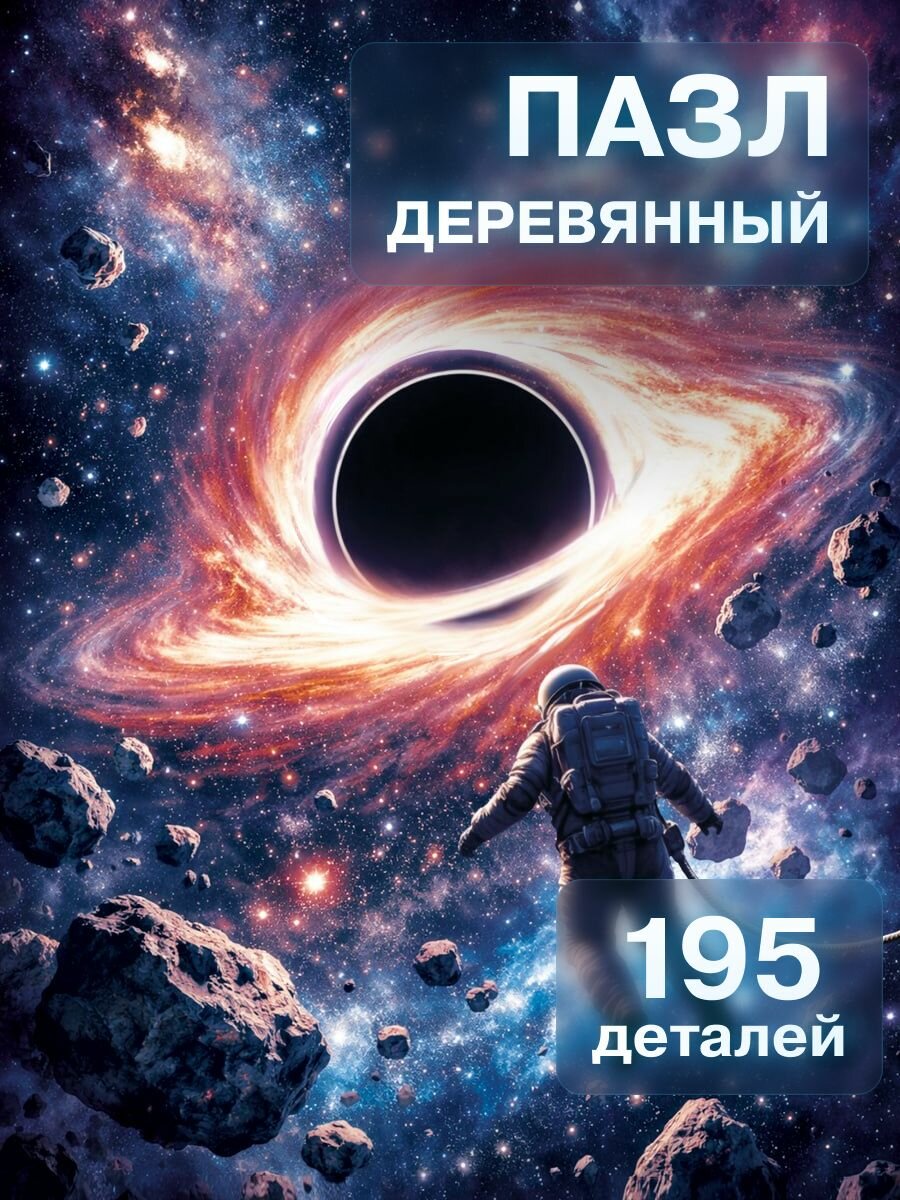 Фигурный деревянный пазл Космос 195 деталей, подарочная коробка, для детей 8+
