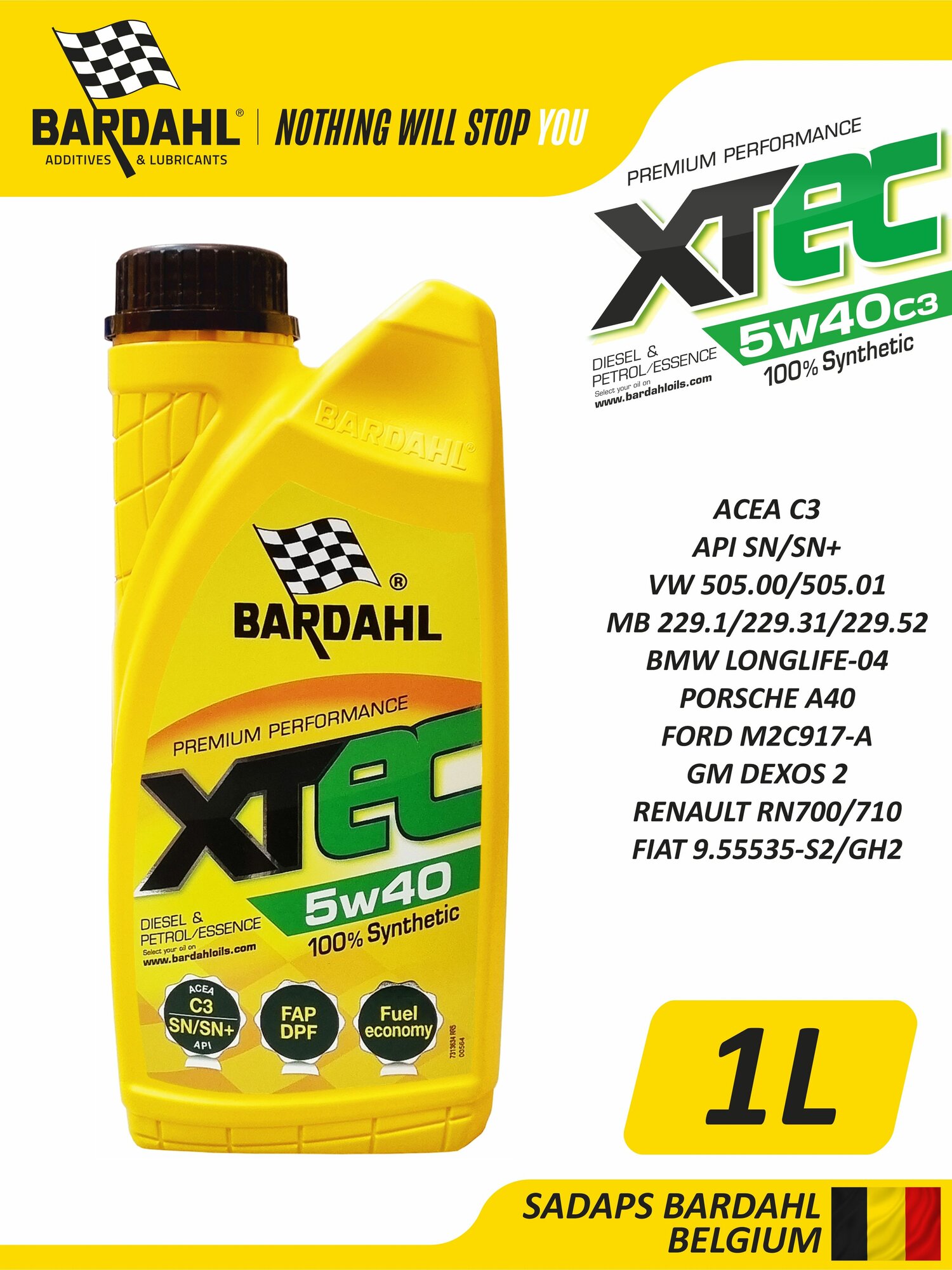 Bardahl Xtec 5W-40 Масло моторное, Синтетическое, 1 л