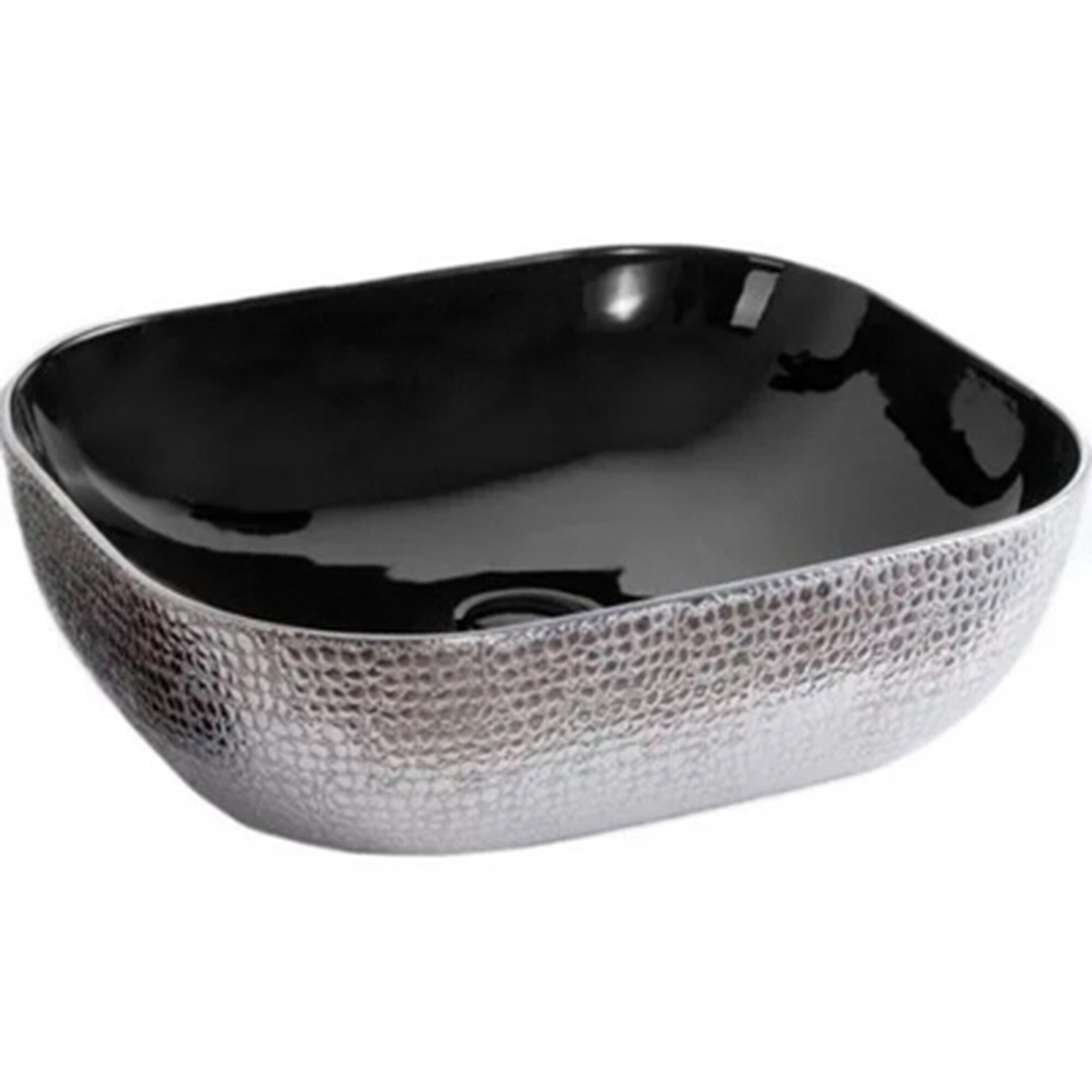 Раковина Ceramalux NC D1302H020, 14.5х40х50 см, фаянс, накладная, прямоугольная, черный/серебристый