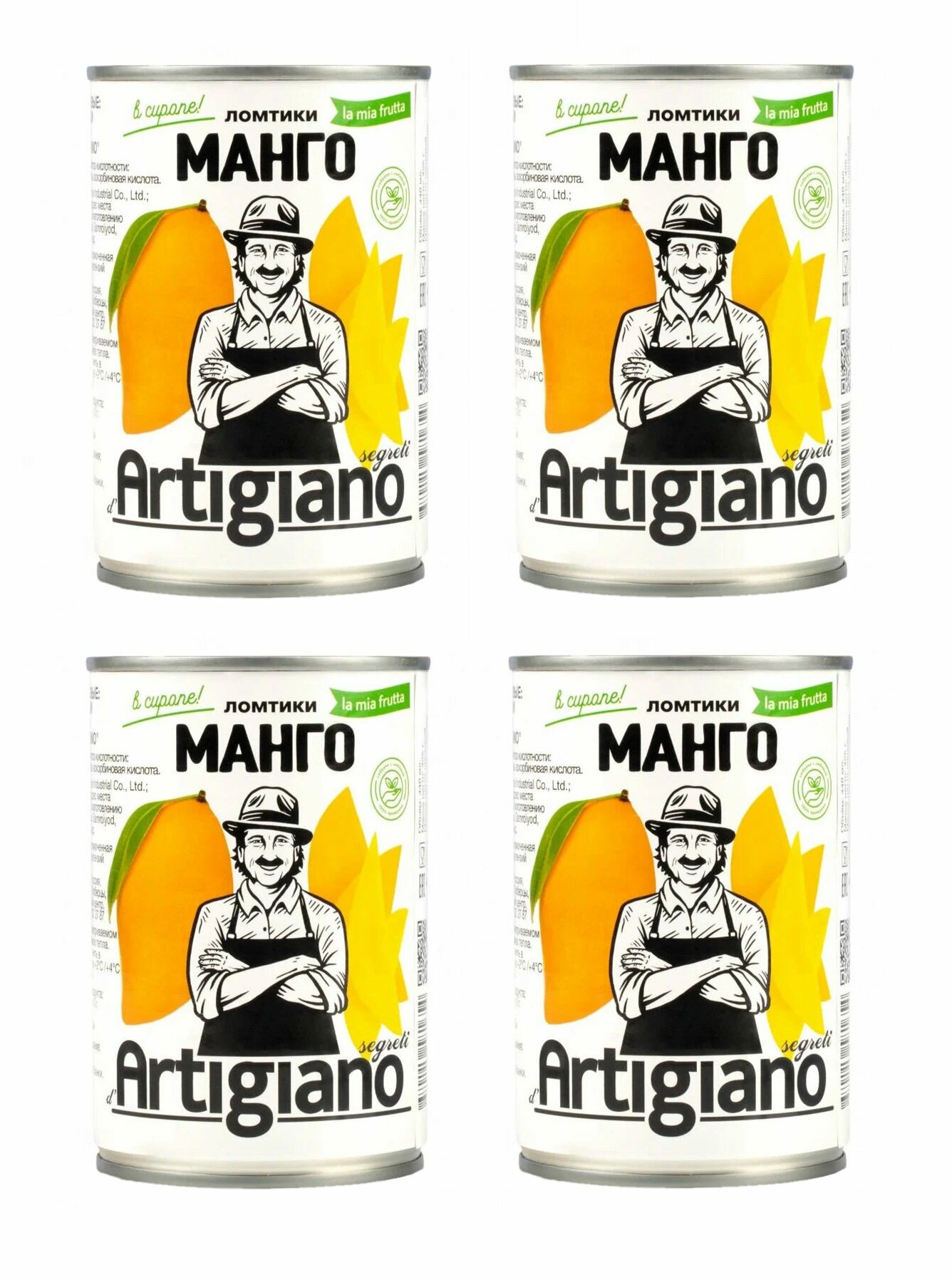 Манго ломтики в сиропе, Segreti d'Artigiano, Таиланд, 440мл/425г х 4шт