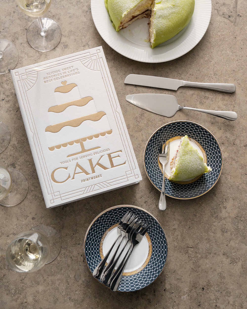 Printworks Набор приборов для торта The Essentials CAKE Tools, 3 предмета - White/Gold