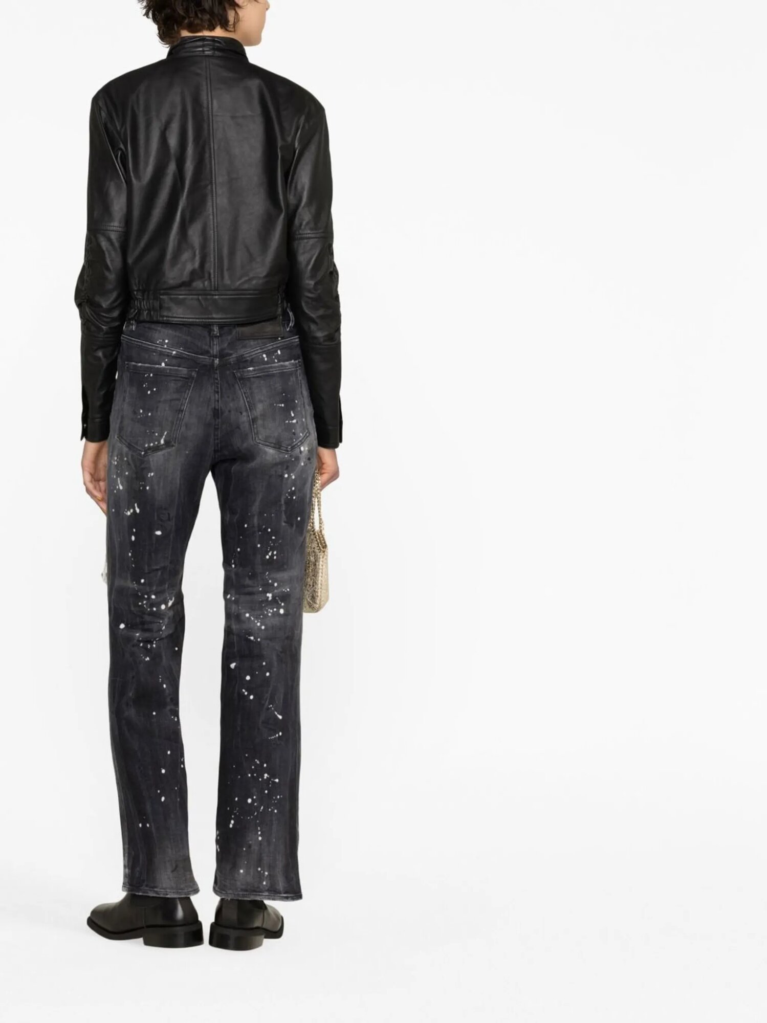 Куртка DSQUARED2 Cropped leather jacket, размер 44 — фото 1