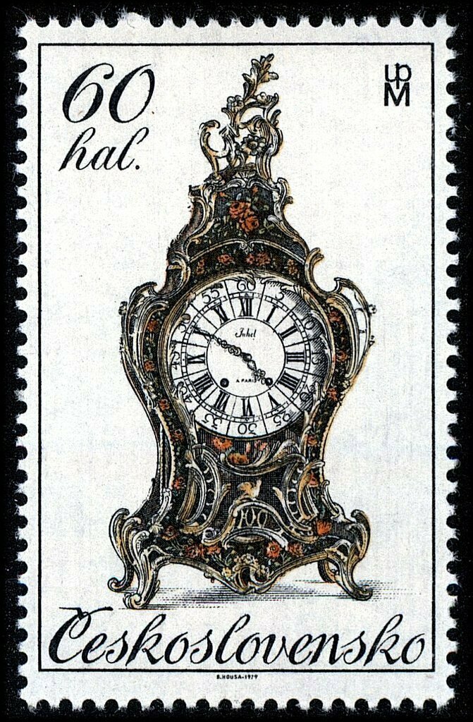(1979-046) Марка Чехословакия "Рококо" Исторические часы III