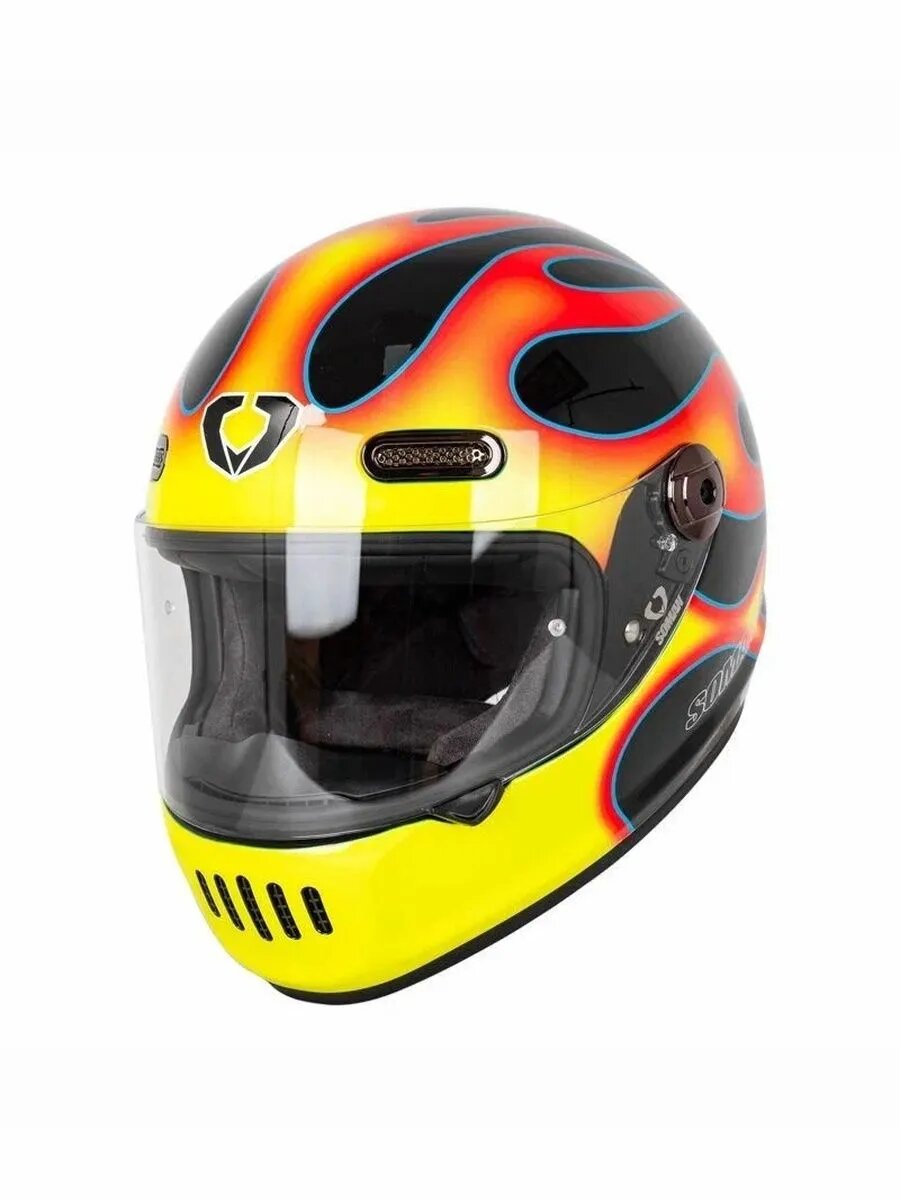Мотошлем Soman H9 Yellow Black Flame 2XL