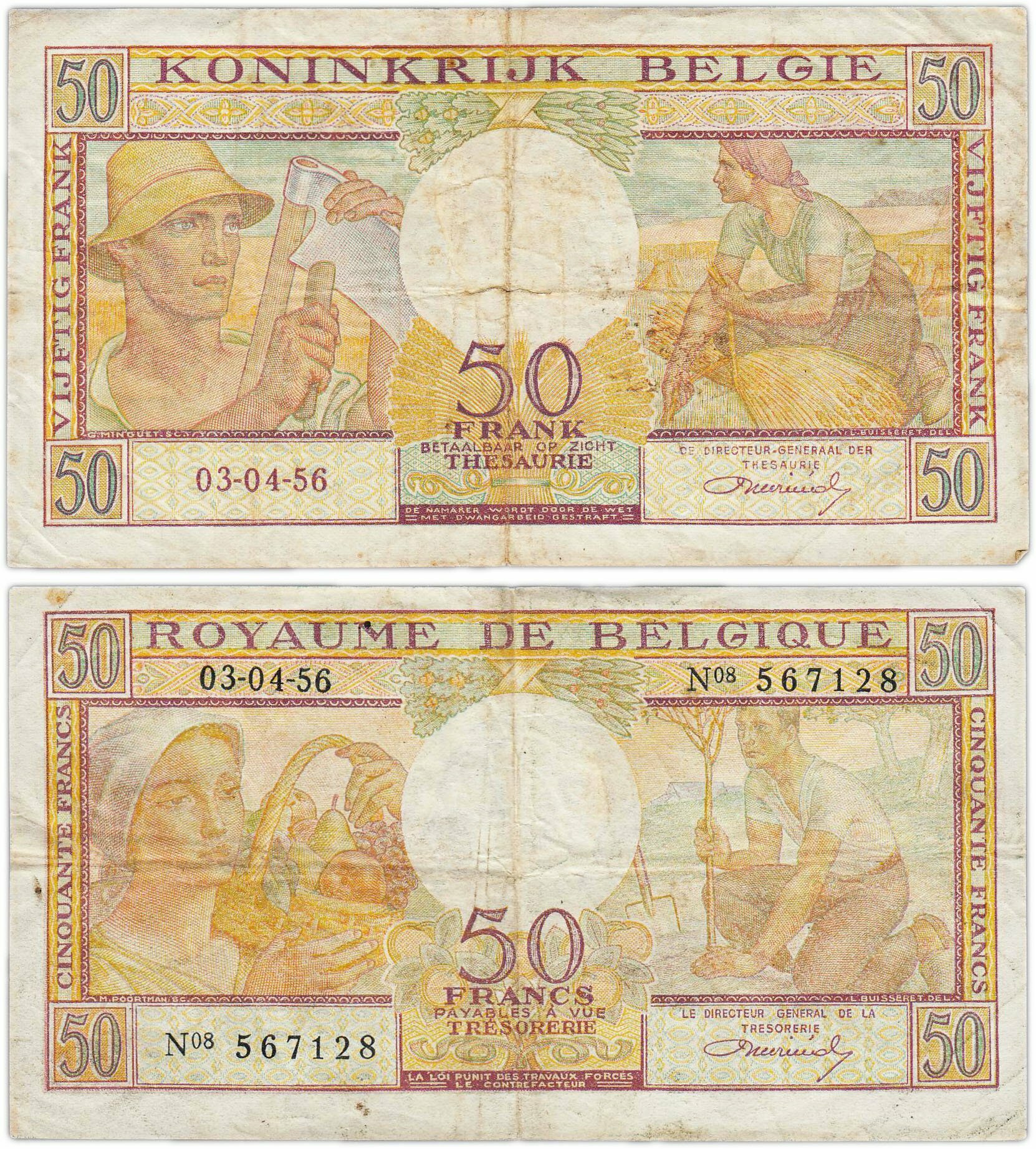 Бельгия 50 франков 1956