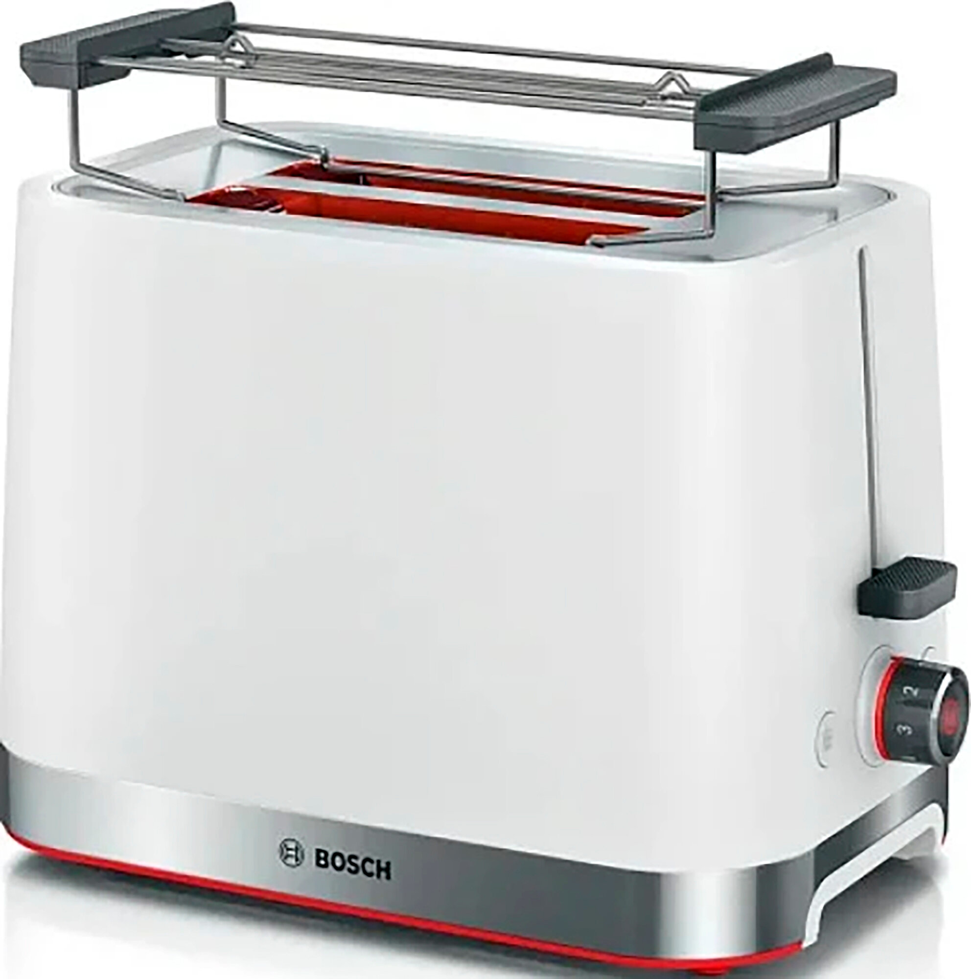 Тостер Bosch TAT4M, белый (tat4m221), 950Вт, 7 степеней обжаривания, подогрев булочек, лоток для крошек