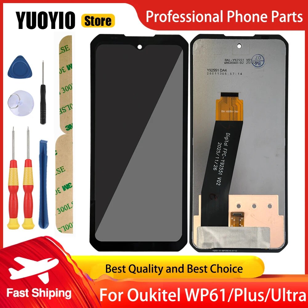 LCD-экран для Oukitel WP55 Ultra, WP55S, WP62 Pro, WP60, WP35 Pro, WP39 Pro, WP50, Черный, WP61