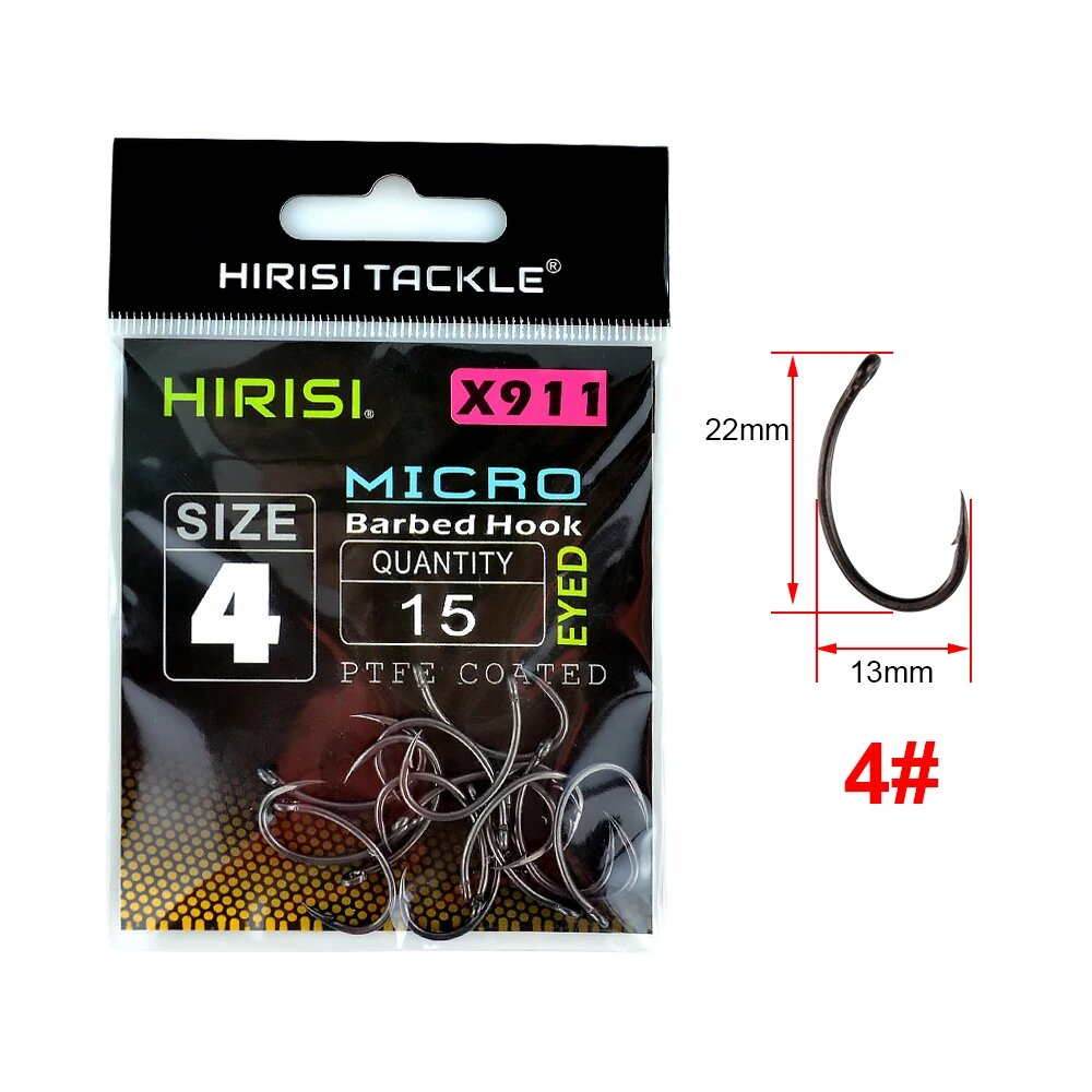Hirisi X911 Micro Barbed Hook Size 4, 15 шт.