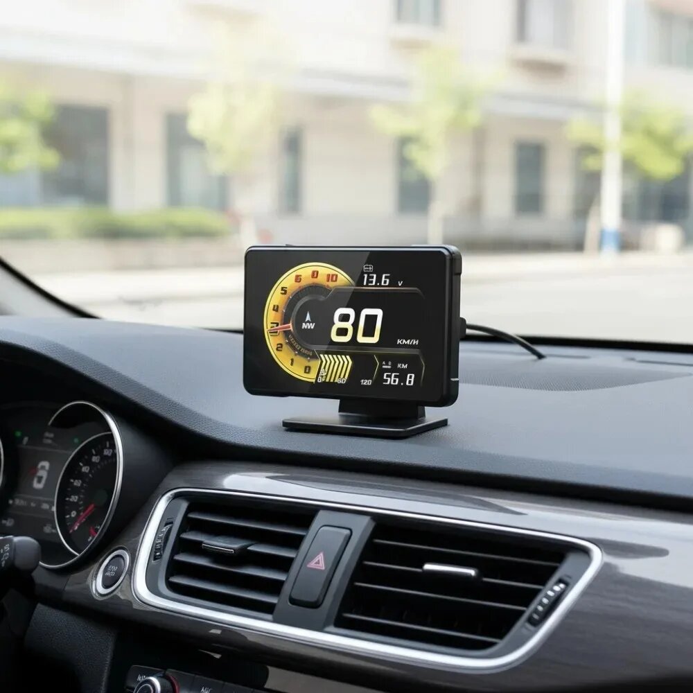 OBD-дисплей на лобовое стекло: бортовой компьютер, тахометр, датчик температуры