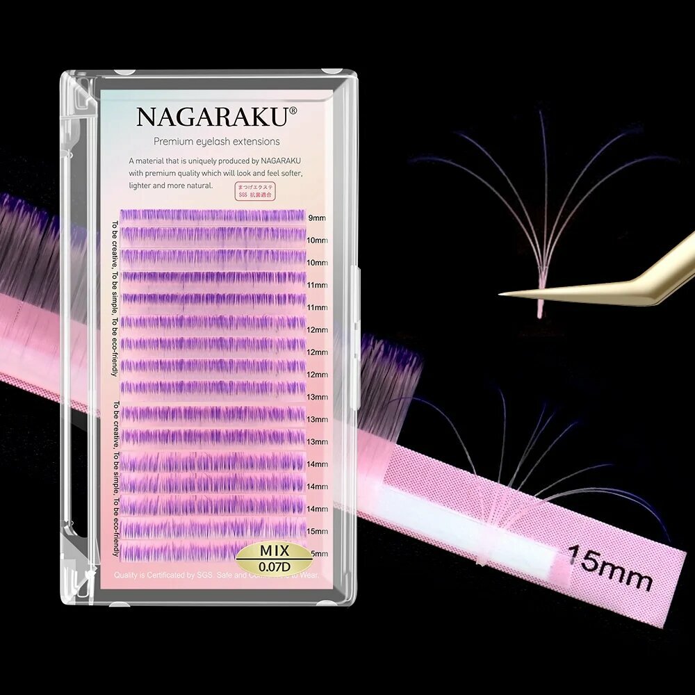 NAGARAKU Ресницы C изгиб Pink Purple