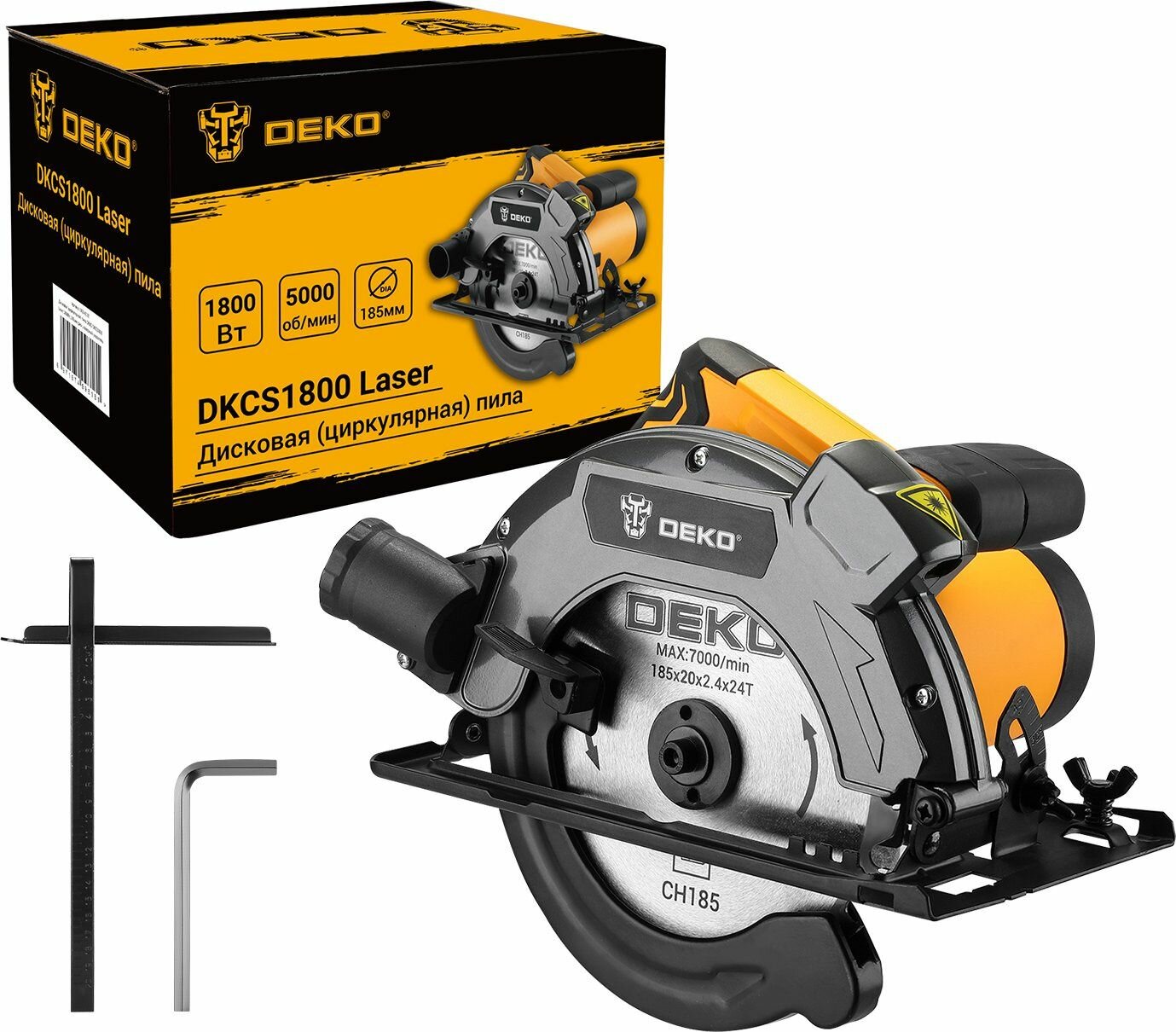 Циркулярная пила дисковая с лазером 190 мм Deko DKCS1800 Laser 1800Вт (ручная)