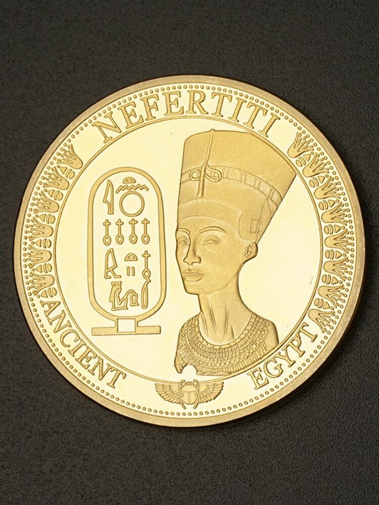 Памятная Монета Нефертити, Древний Египет, Позолота, Коллекционная