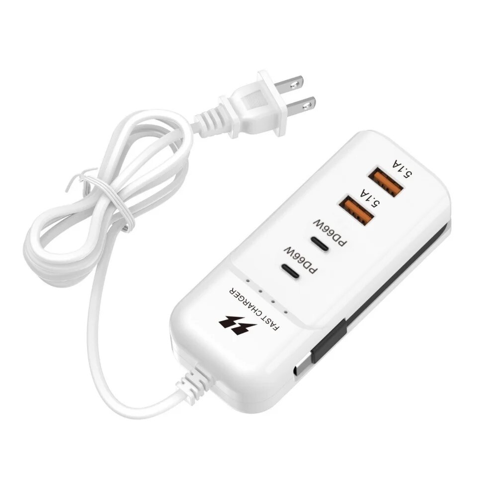 Зарядная Док-станция USB-C 66W С 4 Портами И Быстрой Зарядкой PD Для iPhone, Samsung, Xiaomi, Huawei