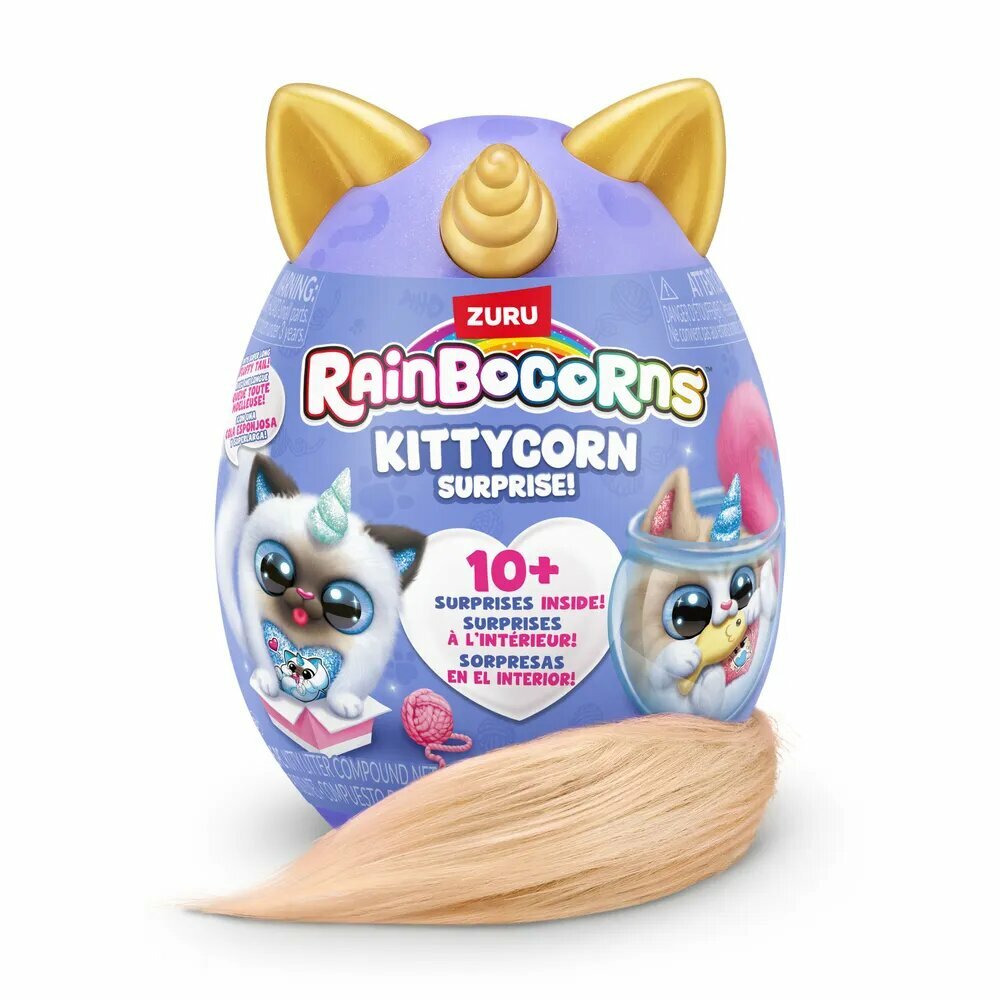 Мягкая игрушка котенок Zuru Rainbocorns Kittycorn, яйцо-сюрприз, игрушки для девочек, 92104