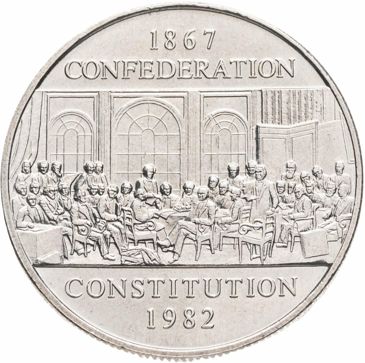 Канада 1 доллар dollar 1982 "115 лет конституции Канады", Никель, в сохранности AU-UNC