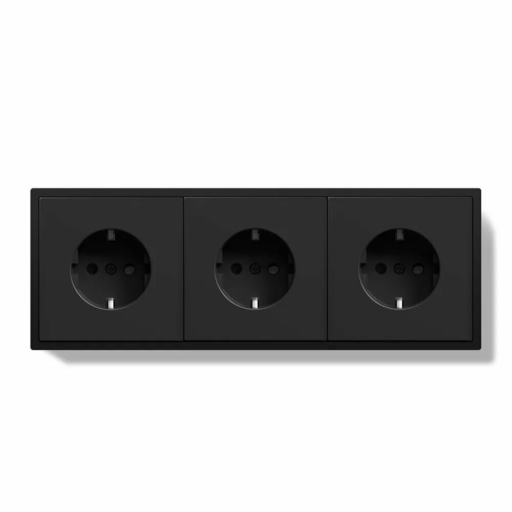 Встроенная Розетка BSEED тройная 3 поста , Настенный розетка с когтями,16А 250В, PC рамка Черная