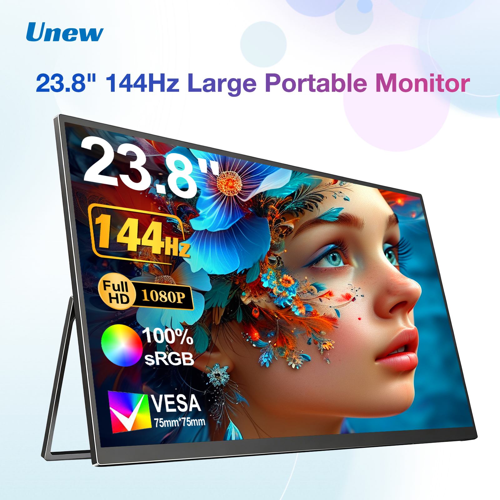 Портативный монитор UNEW, 23,8", 1920 x 1080, 144 Гц, IPS, 1500:1