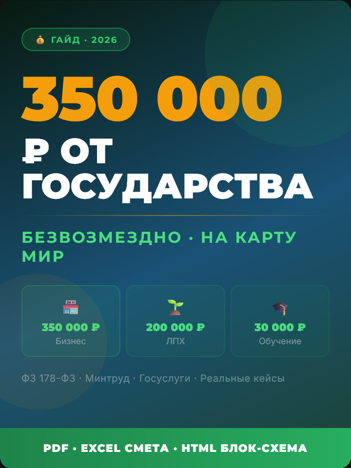 Социальный контракт 350 000 ₽ — гайд 2026 для получения выплаты