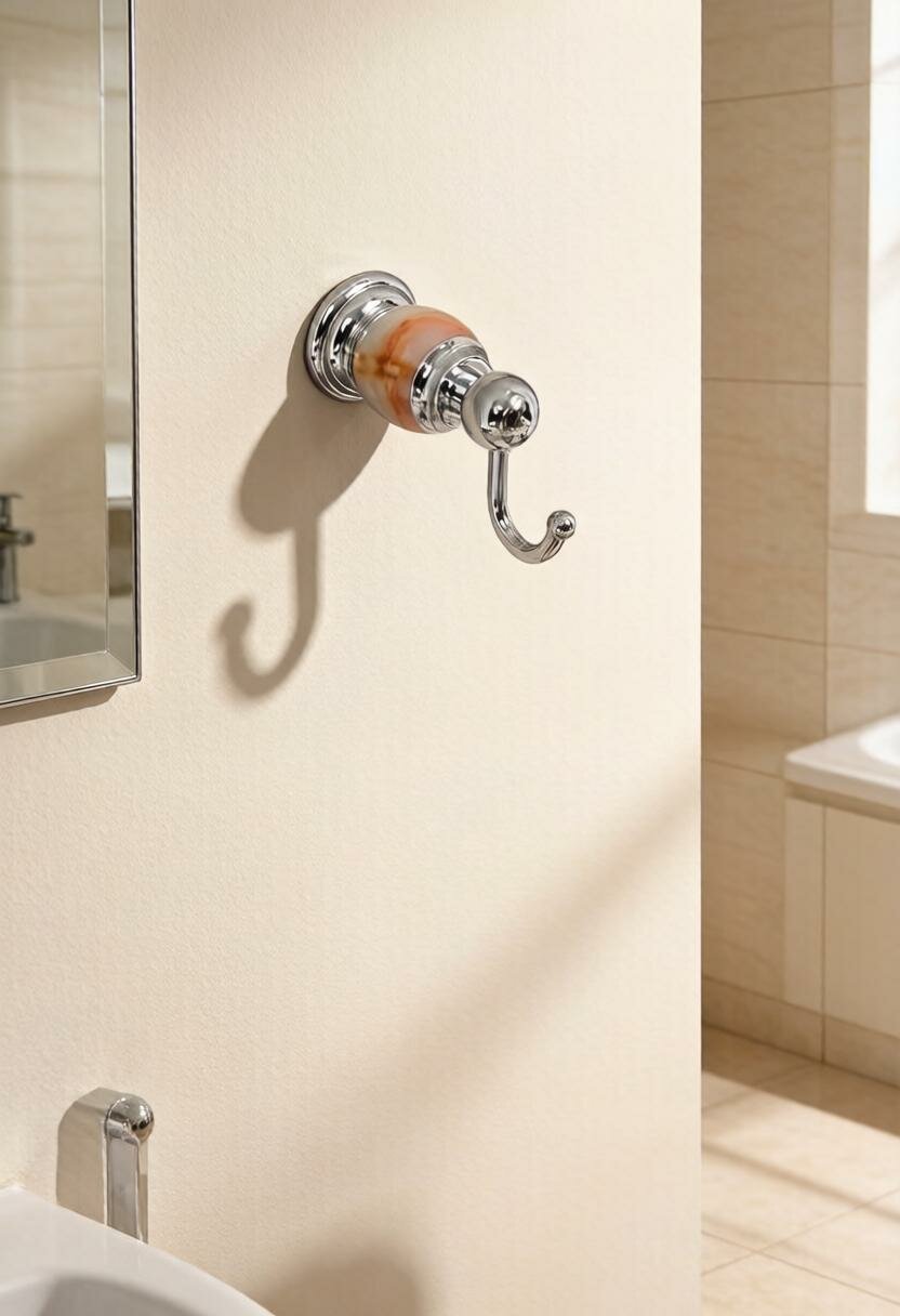 Крючок ELVAN 86809CT, для ванной комнаты, металл, хромированный, с ониксом