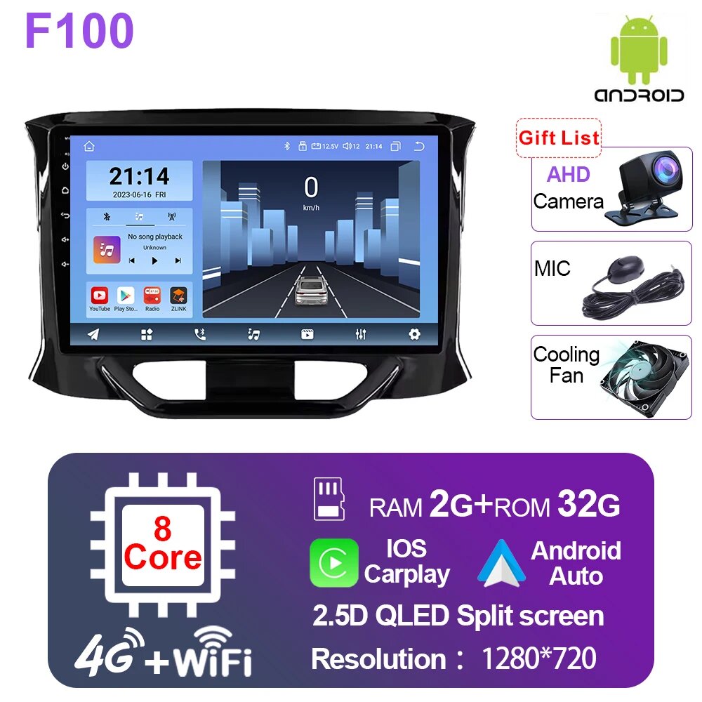 Android 14 Carplay Auto для LADA Xray X ray 2015-2019 Автомагнитола Стерео Мультимедийный Видеоплеер Головное устройство Навигация GPS 4G Wi-Fi
