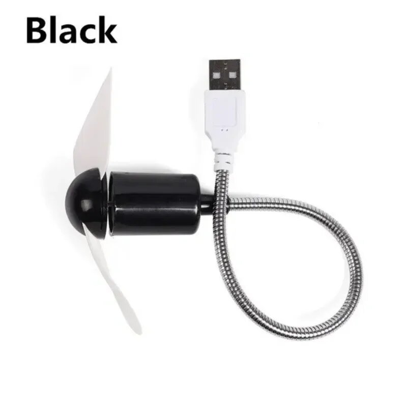 Мини-вентилятор USB змейка пластиковый Черный, black