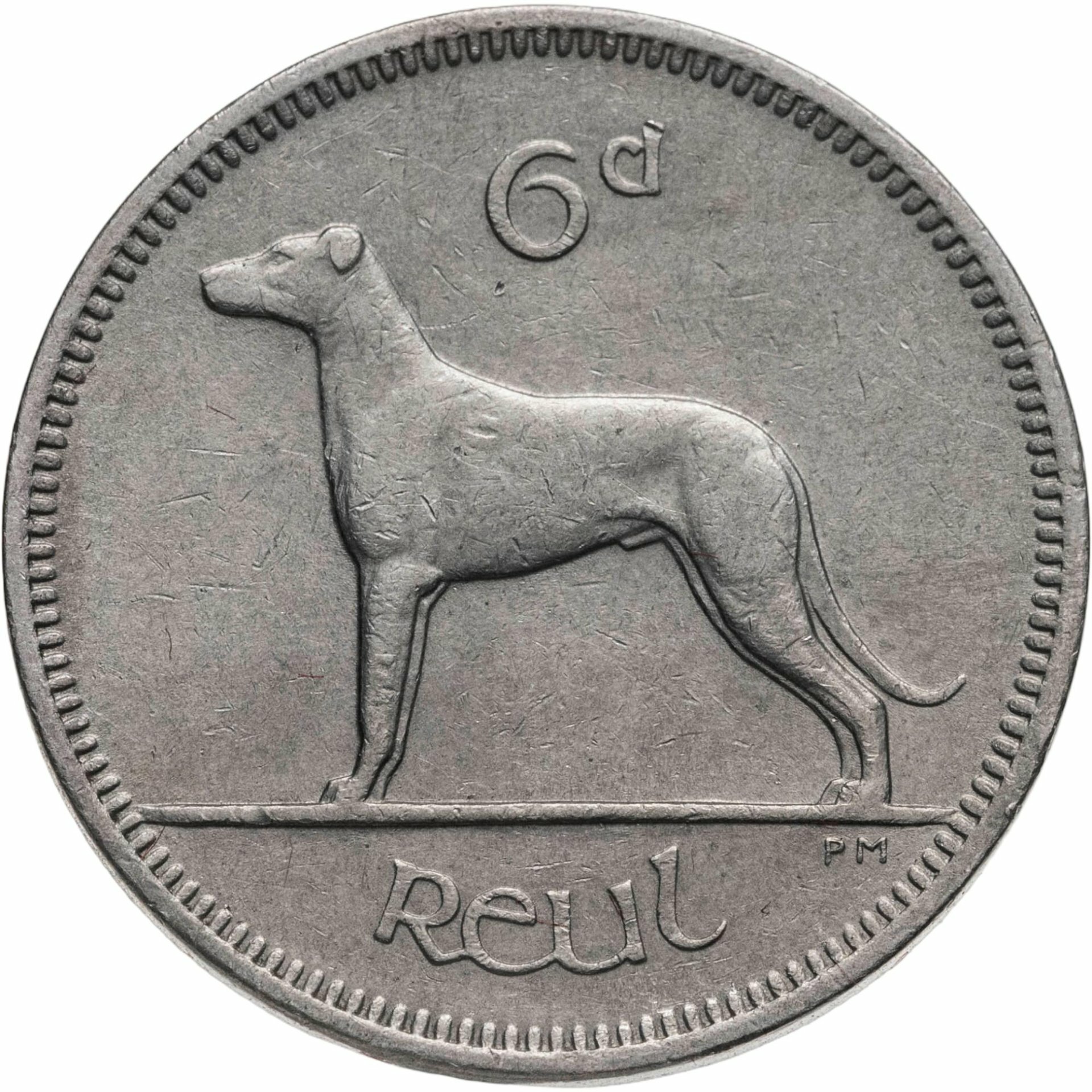 Ирландия 6 пенсов pence 1966, Мельхиор медь-никель, в сохранности VF-XF