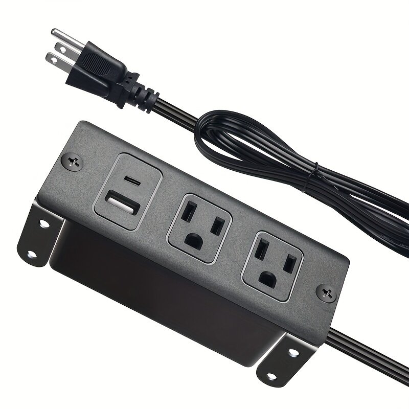 Компактный сетевой удлинитель с USB-портами, черный, 2 розетки, настольная зарядная станция для дома и офиса, 110/220 В, американская вилка