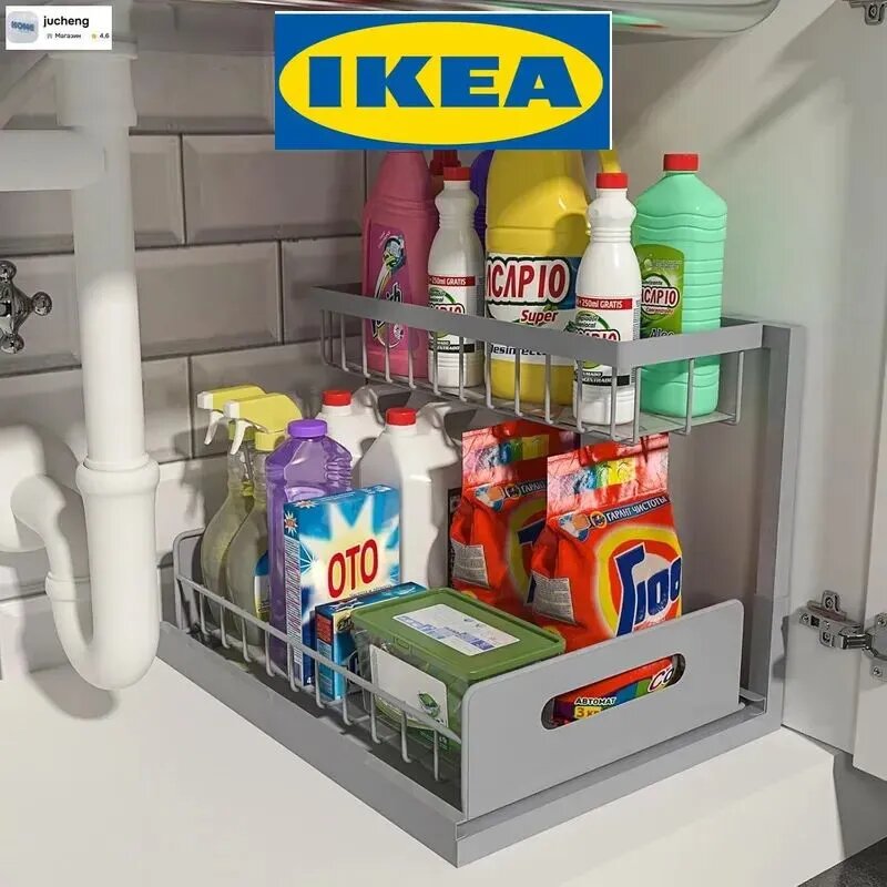 Полка IKEA светло-серая 27x37x33 см для кухни, ванной и дома, настенная, 1 шт