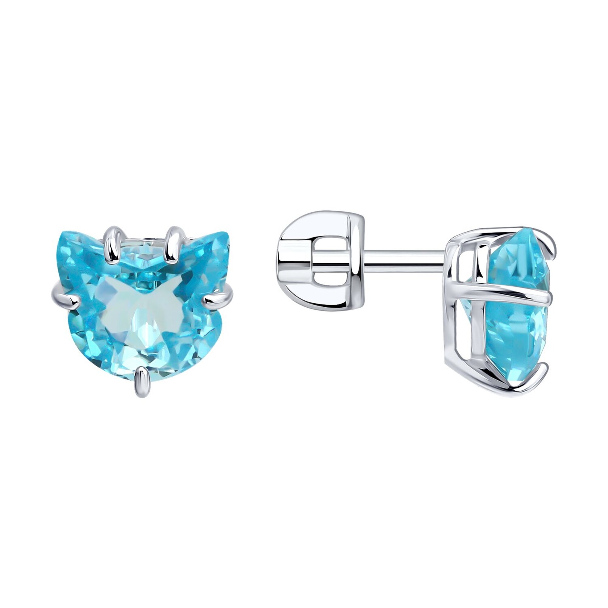Серьги, серебро, 925 проба, родирование, фианит