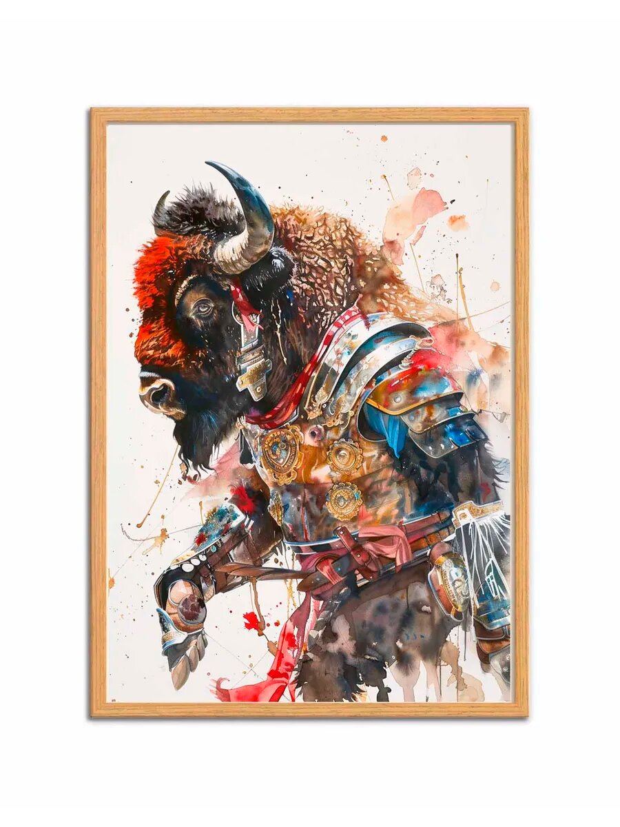 Бизон-животное-гладиатор 1, Плакат 30x42см