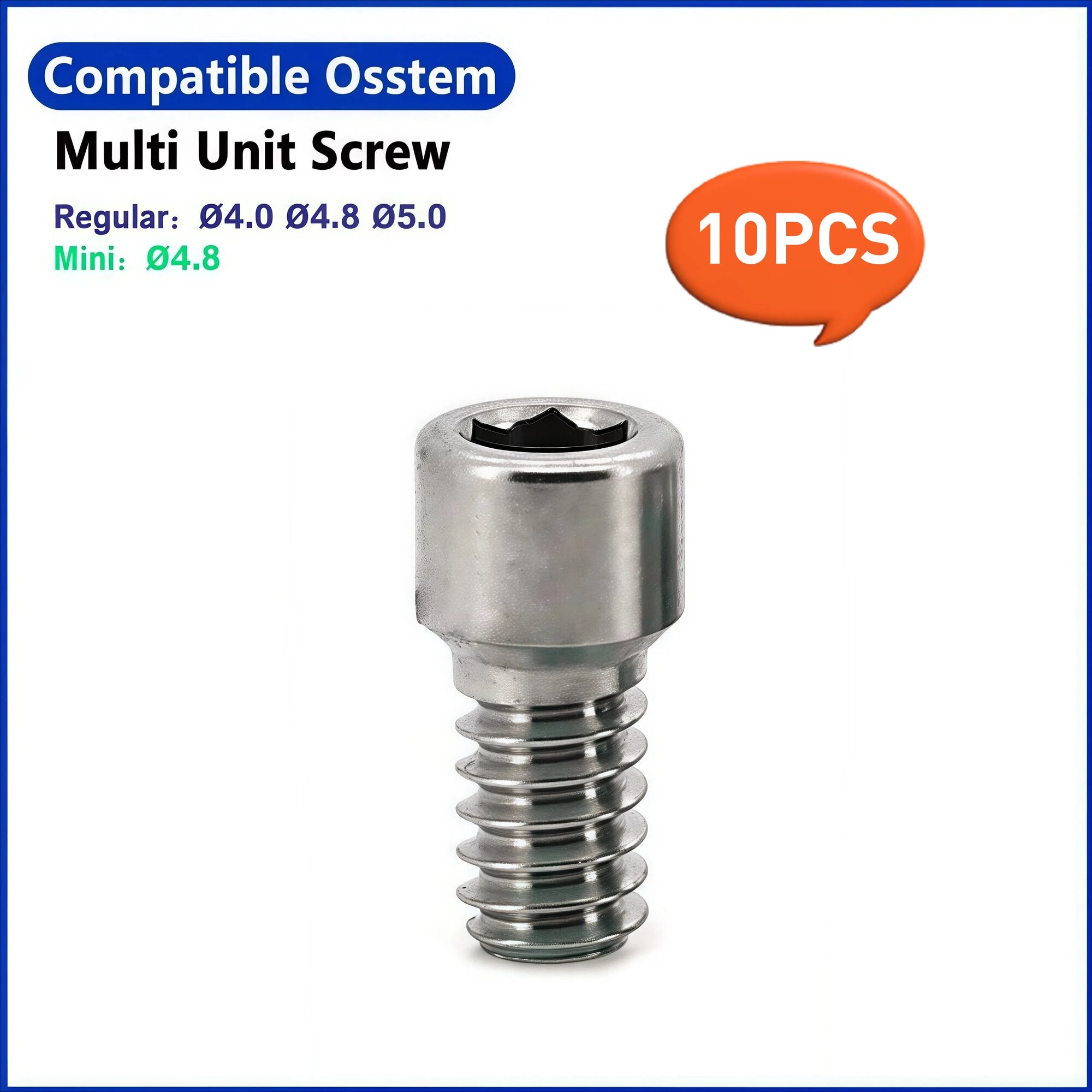 Винт для имплантатов Osstem MUA smile_zir 10pc-4.8 Mini