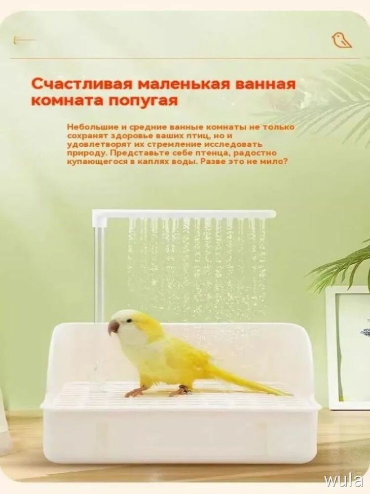Эксклюзивная автоматическая ванна для попугаев с системой циркуляции, наружным креплением, предназначена для корелл, майн, нимф и волнистых питомцев