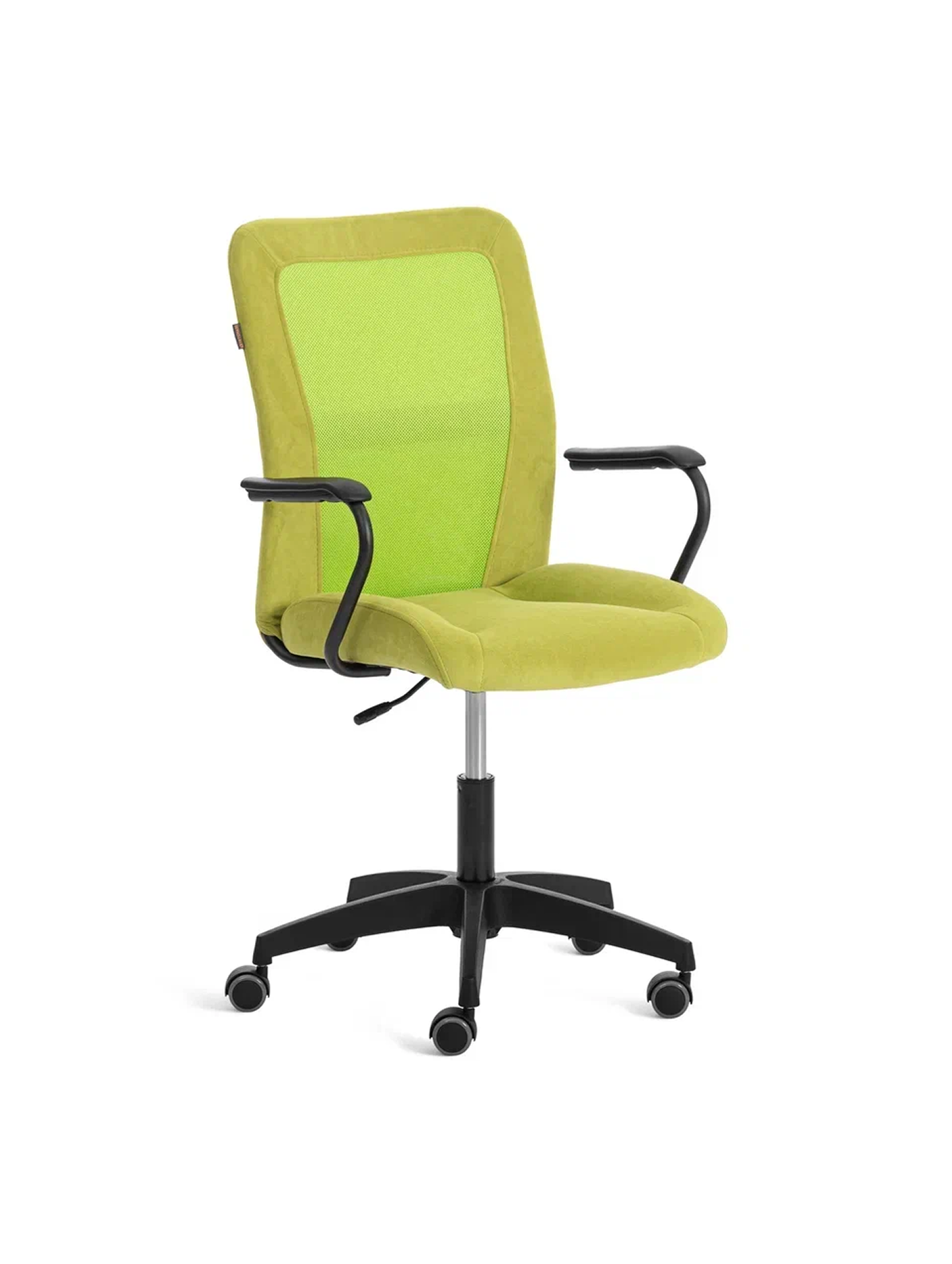 Кресло компьютерное офисное Tetchair Стафф, велюр и сетка олива - зеленый, с регулировкой высоты