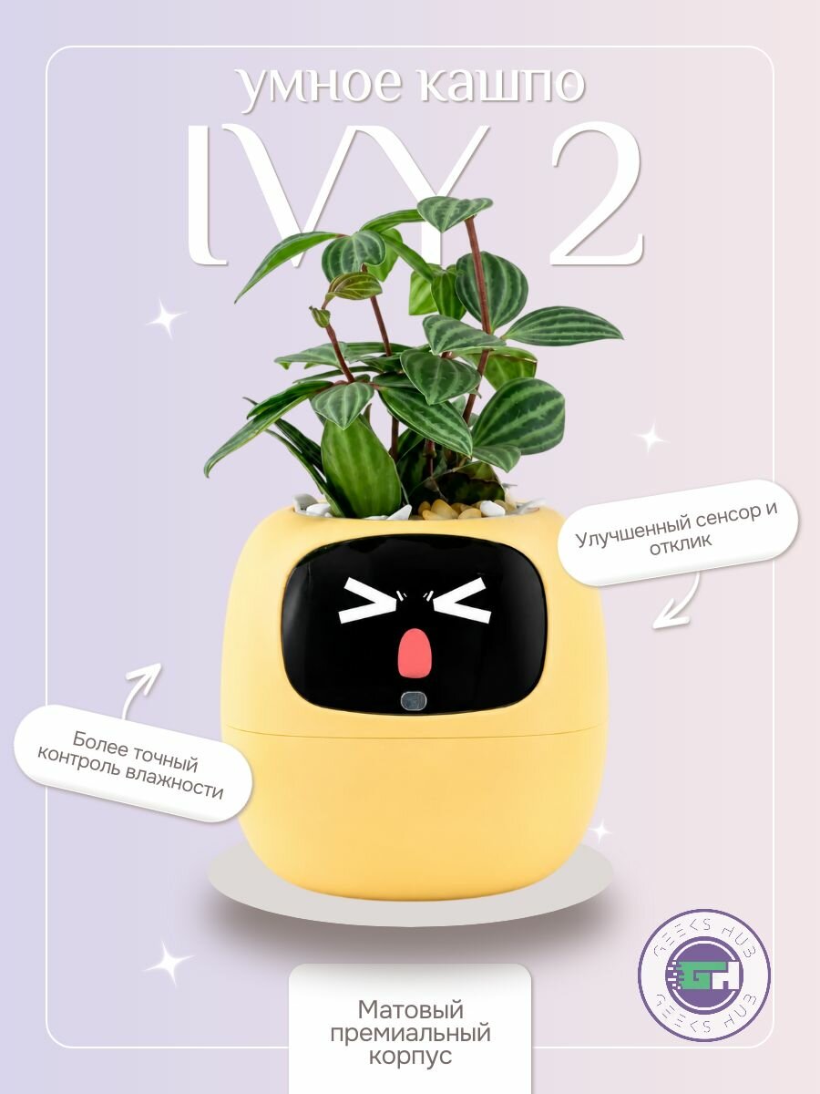 Кашпо для цветов с автополивом и эмоциями Smart Plant Ivy V2