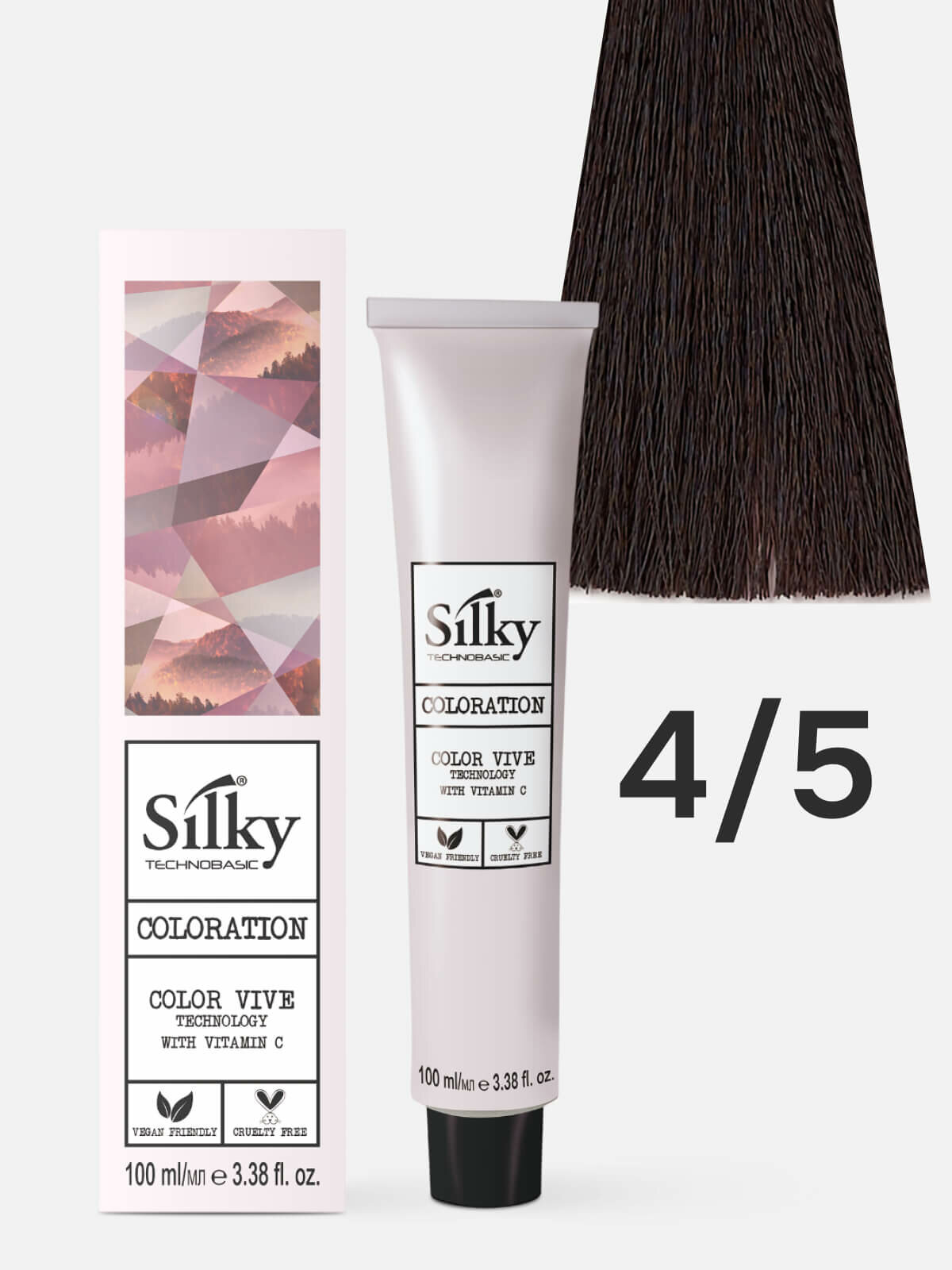 Крем - краска для волос профессиональная Silky Color Vive/Ultralift 4/5 Каштановый Махагоновый, 100 мл