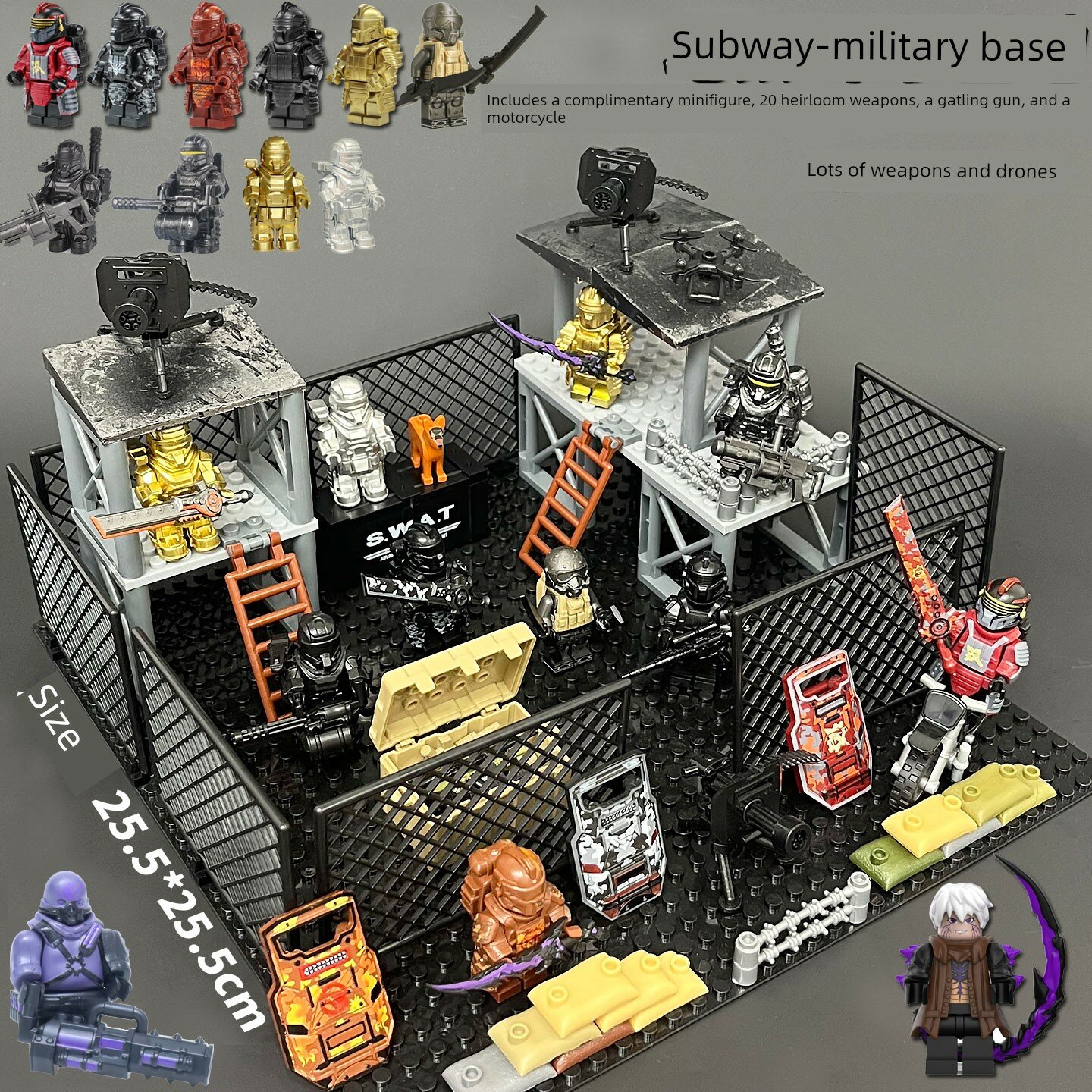 Набор LEGO: Развлекательная сцена с большим военным подземным базой #12 полной команды + премиальные коллекционные