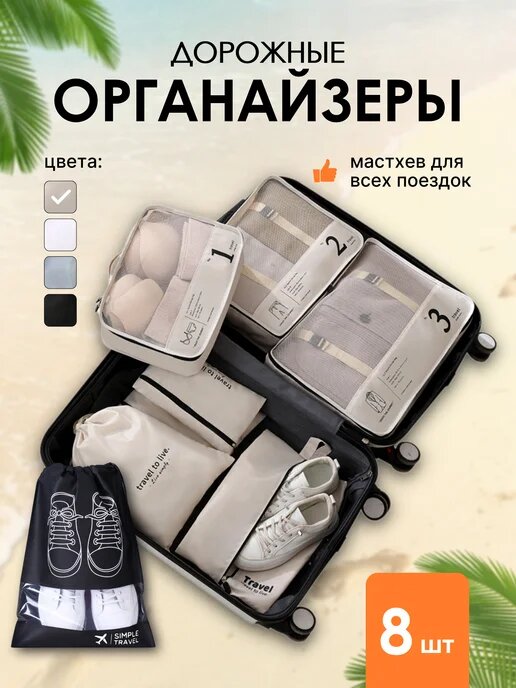 Дорожный органайзер для чемодана и путешествий набор